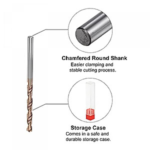 uxcell Twist Drill Bit, 3.3mm Jobber Drill Bit Nanoscale Titanium Coated K35 Tungsten Carbide Straight Shank 60mm Length for Drilling Stainless Steel Alloy Steel