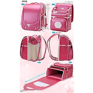 2023 Ransel Randoseru Backpack Automatic Satchel Japanese School Bag PU bags For Girls Waterproof Leather Schoolbag（Rose）