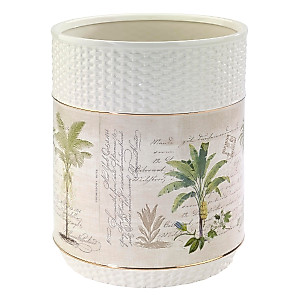 Avanti Linens - Waste Basket, Tropical Inspired Bathroom Accessories, Decorative Trash Can for Home or Office (Colony Palm Collection)