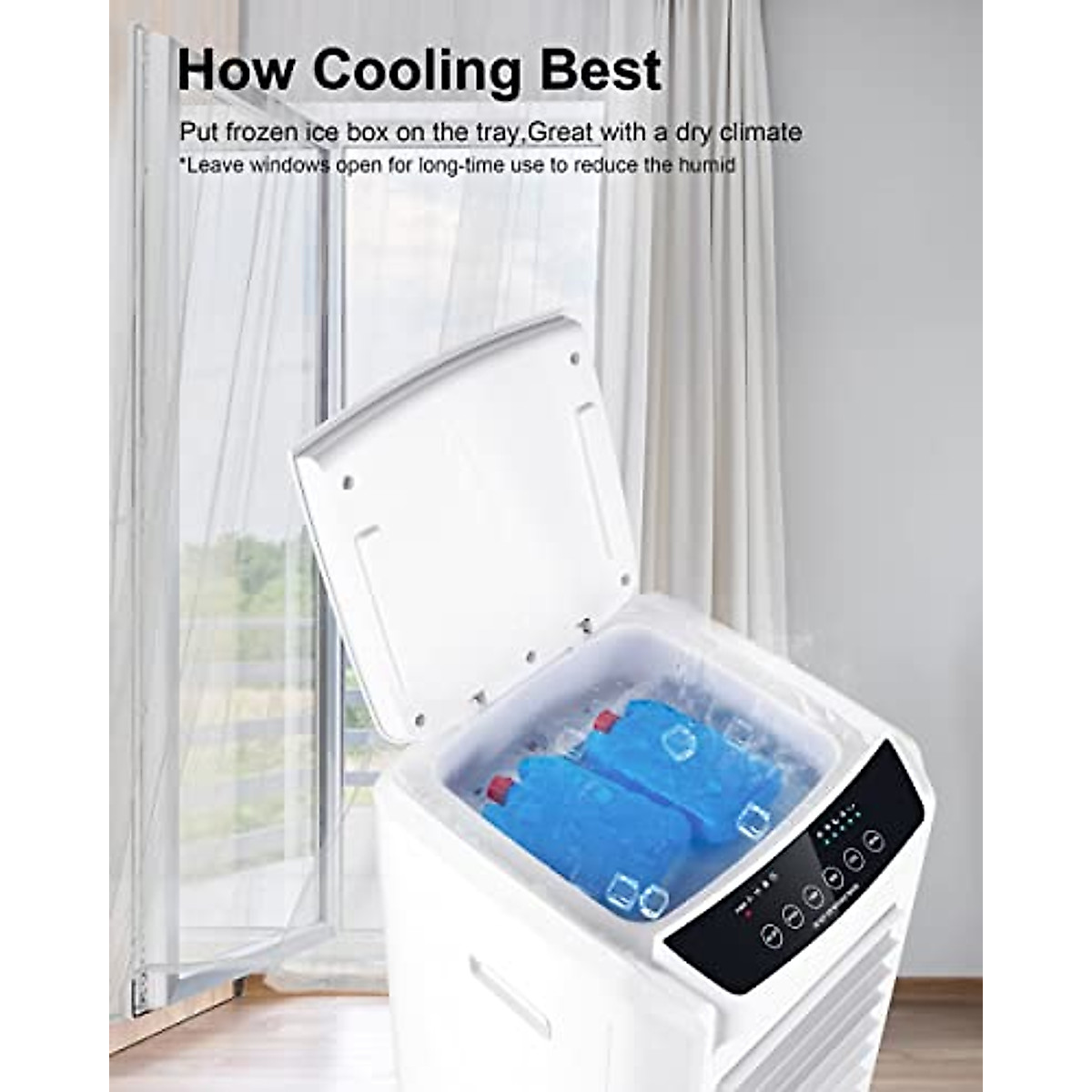 Uthfy Evaporative Air Cooler, 32" Swamp Cooler with 4.2 Gallons Water Tank, Remote Control, 90° Oscillation Cooling Fan with 3 Speeds, 12H Timer, 3 In 1 Tower Fan thats Blow Cold Air for Home, Office