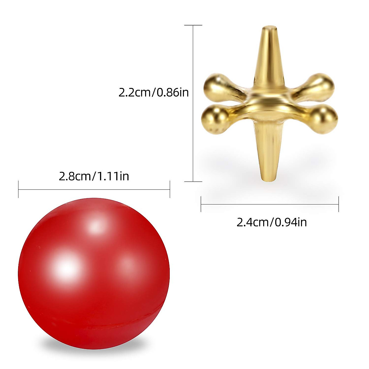 Legigo 3 Sets Retro Metal Jacks and Ball Game Toys Kit,Include 3 Pieces Red Rubber Balls and 30 Pieces Gold and Silver Metal Jacks for Kids and Adults,Classic Game of Jacks for Party Favor