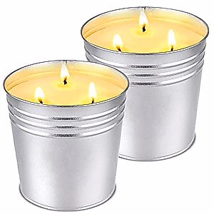 Citronella Candles Outdoor Large Patio Candle, Outside 3 Wick Bucket Candle 100 Hour Burning for Table Backyard Camping Indoor, Soy Wax Scented Candle Gift for Women Wedding, 2 Pack 17OZ