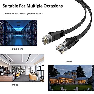Cat 6 Ethernet Cable 100 ft, High Speed Long Ethernet Cord, Slim LAN Cable with RJ45, Weatherproof Flat Internet Network Patch Cord, Fast Gigabit LAN Wire for Gaming, PS5/4/3, Xbox, Modem, Router