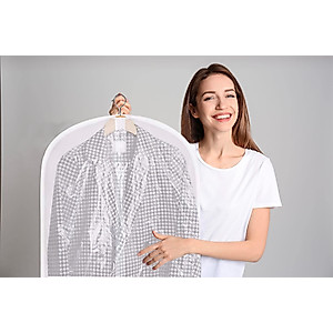 SteadMax Zippered Garment Bag, Large 53 x 23 inches, Dress Bag for Gowns, Suits, Jackets, Dresses, Hanging Clothing Storage Bag, Water Repellent, Dust Proof, Clear (1 Pack)