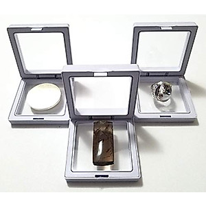 JM Set of 3 pcs Transparent 3D Floating Frame Display Holder/Box/Frames for Challenge Coins, AA Medallions, Antique, Jewelry,Gift, White, 2.75 x 2.75 x 0.75 Inches