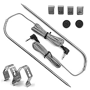 2-Pack Replacement Meat Probes for Masterbuilt Gravity Series 560/800/1050XL Digital Charcoal Grill & Smoker with 4 Numbered Tags, 2 Grommets, 2 Probe Clips by Meatender