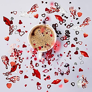 4000 Pieces Valentine Day Confetti Red Silver Mix Love Heart Confetti for Valentine's Day Wedding Anniversary Party