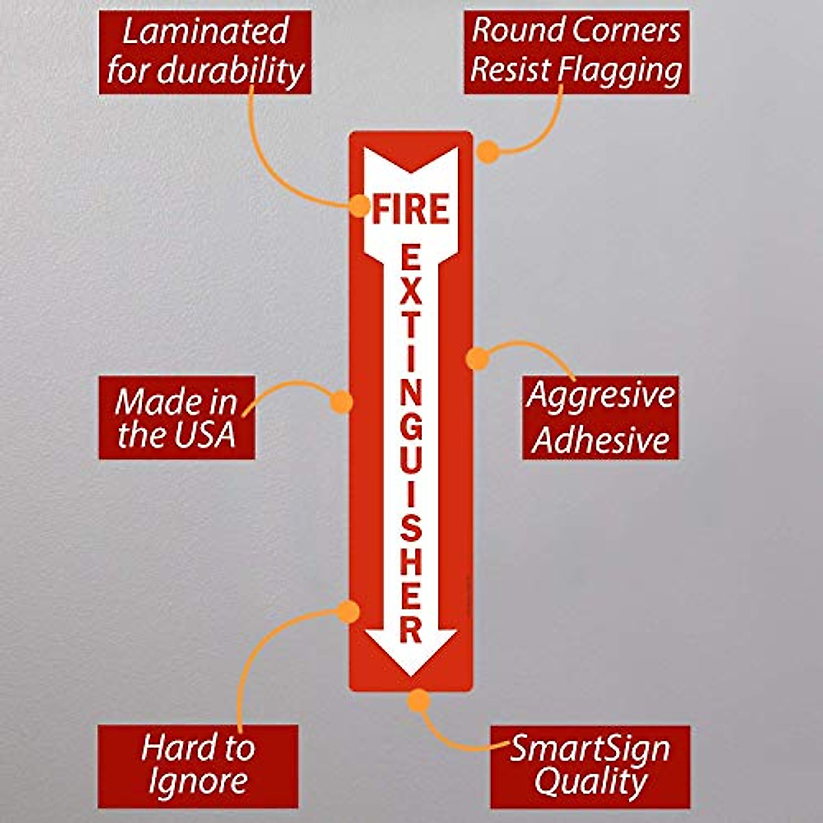 SmartSign - S-1692-EU-18 "Fire Extinguisher" Label | 4" x 18" Laminated Vinyl Red on White