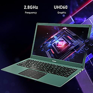 Azeyou Newest 14.1" Thin Light Business Student Laptop Computer, up to 2.8GHz Celeron N4020 Processor, 4GB DDR4 RAM, 64GB Storage, 2MP Webcam, WiFi, Bluetooth, Windows 11 Laptop Green