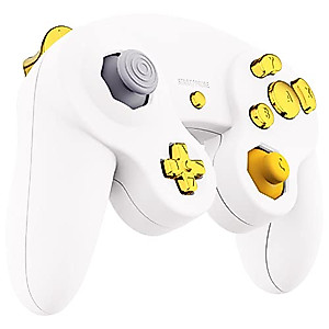 eXtremeRate Chrome Gold Repair ABXY D-pad Z L R Keys for Nintendo Gamecube Controller, DIY Replacement Full Set Buttons Thumbsticks & Tools for Nintendo Gamecube Controller - Controller NOT Included