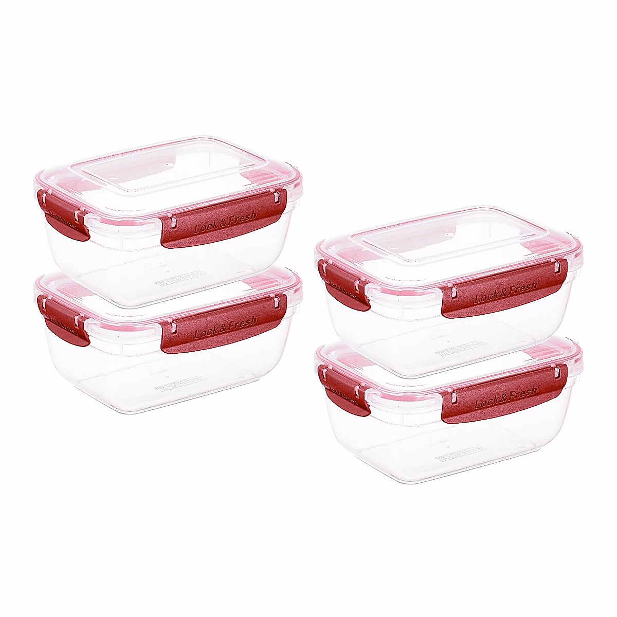 Superio Plastic Food Storage Containers with Airtight Lids, 4 Pack- 48 Oz, BPA Free, Leakproof, Stackable, Microwave, Dishwasher, Freezer Safe, Red
