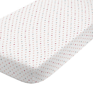 NoJo Aztec Mix & Match 100% Cotton Triangles Fitted Crib Sheet, Pink, Grey, White