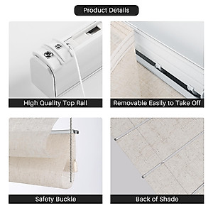 Hiifroy Roman Blinds, Roman Shades for Windows, Room Darkening Fabric, Roman Blinds for Windows Home Living Room Bedroom, Linen Textured, Customize Size