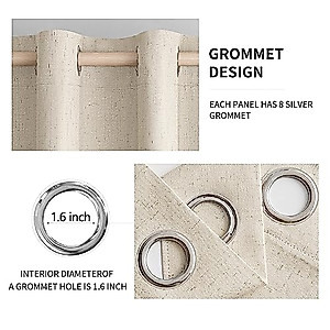 MIULEE Linen Textured 100% Blackout Curtains for Bedroom 96 Inches Long Natural Beige Thermal Insulated Black Out Curtains/Draperies with White Liner for Living Room/Nursery, Grommet Top, 2 Panels