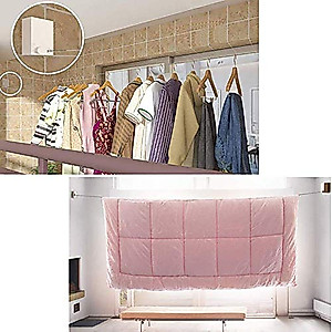 Retractable Clothesline, Adjustable Clothing Rope Indoor Outdoor with ABS Case+ Aluminum, Heavy Duty Stainless Steel Line Wall Mounted Laundry Drying String, Hotel Style 13.8 Feet - Pink