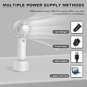 YOSHENMO MINI Portable Handheld Fan, 3 Speed Dual Motor USB Charging Personal Fan, Small Makeup Eyelash Fan ,Summer Gift for Kids Women Men Outdoor Travel Camping (Milky)