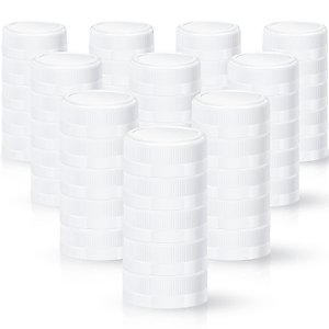 50 Pcs Plastic Bottle Caps 38 mm for Empty Juice Bottles, Tamper Seal Lids Container Lids Bottle Caps for Crafts DIY, 4, 8,12, 16, and 32 oz Container (White,50 Pieces)