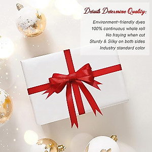 Red Satin Ribbon for Gift Wrapping 3/8 in 25 Yards Red Hair Ribbons for Women Red Gift Ribbons Red Christmas Ribbon Balloon Ribbon Lei for Invitation Floral Red Ribbon for Flower Bouquet