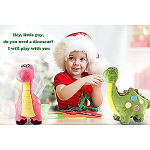 Marsjoy 14" Pink Stuffed Dinosaur Plush Toy for Baby, Kids Birthday Gifts