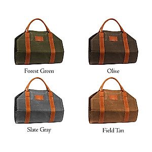 1844 Helko Werk Germany Frontier Collection Canvas Log Carrier - Firewood Holders and bags for Fireplace Logs - Made in USA (Log Carrier Green) #8755G