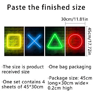 Neon Video Game Wall Decal Gaming Wall Sticker Decor Boy Gamer Wall Stickers Game Wall Decor for Boys Room Video Game Wall Art Gaming Pictures for Wall Playroom Decor