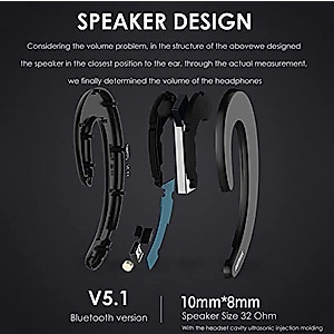 Open Ear Air Bone Conduction Headphones Wireless Single Earbud with Earhooks Bone Conducting Earphones Gym Sport Running Workout Ear Bud Comfortable Bluetooth Earpiece for Small Ear Canals Sliver