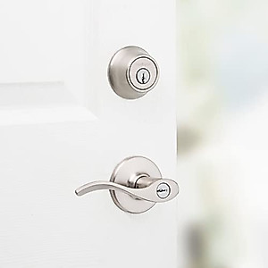 Kwikset 690BL 15 CP Single Cylinder Deadbolt Combo Pack with Balboa Entry Lever in Satin Nickel