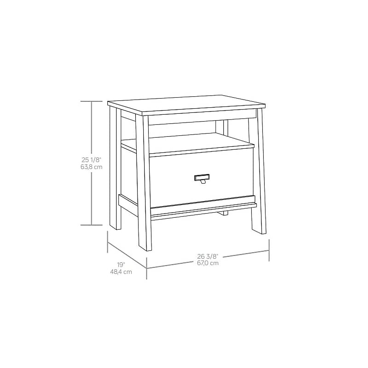 Sauder Trestle Engineered Wood Night Stand in Timber Oak Finish