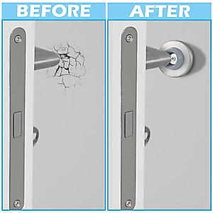 Concave Wall Door Bumper Stop Silver Stainless Steel Wall Door Bumper with 1-1/8 Inch Gray Round Rubber Bumper Wall Protector Door Stops (10)