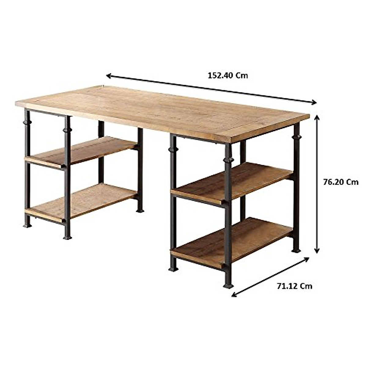 HOMELEGANCE Factory Metal Frame Writing Desk, Rustic Brown