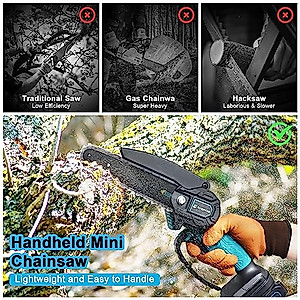 Zikopomi Hand Saw Pruning Tree Branches Electric Pruning with Rechargeable Battery & Chain, Yard Work Power Tool Gift, Can Replace Electric Pruning Shears to Trim Branches (2 Batteries&2 Chains)