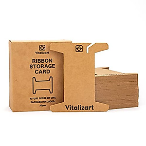 Vitalizart Ribbon Storage Organizer 50 Pcs Ribbon Spools Empty Cardboard Yarn Bobbins Holder for Gift Wrap Storage Craft Embroidery Crochet Cross Stitch Thread Craft Organizer