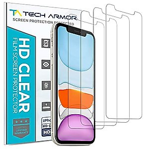 Tech Armor HD Clear Film Screen Protector Designed for Apple iPhone 11 and iPhone Xr 6.1 Inch 4 Pack 2019