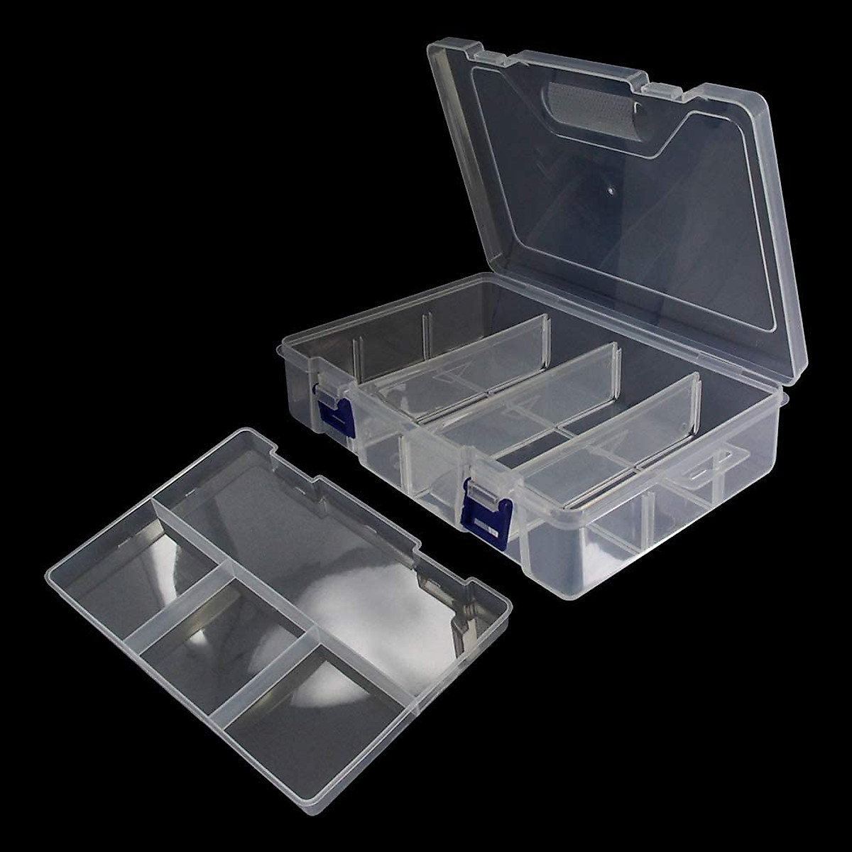 Juvielich Clear Plastic Organizer Box, 8 Grids Storage Container Jewelry Box with Adjustable Dividers, for Beads Art DIY Crafts Jewelry Fishing Tackles 9.06" x 6.3"x 2.36"(LxWxH) 1PC