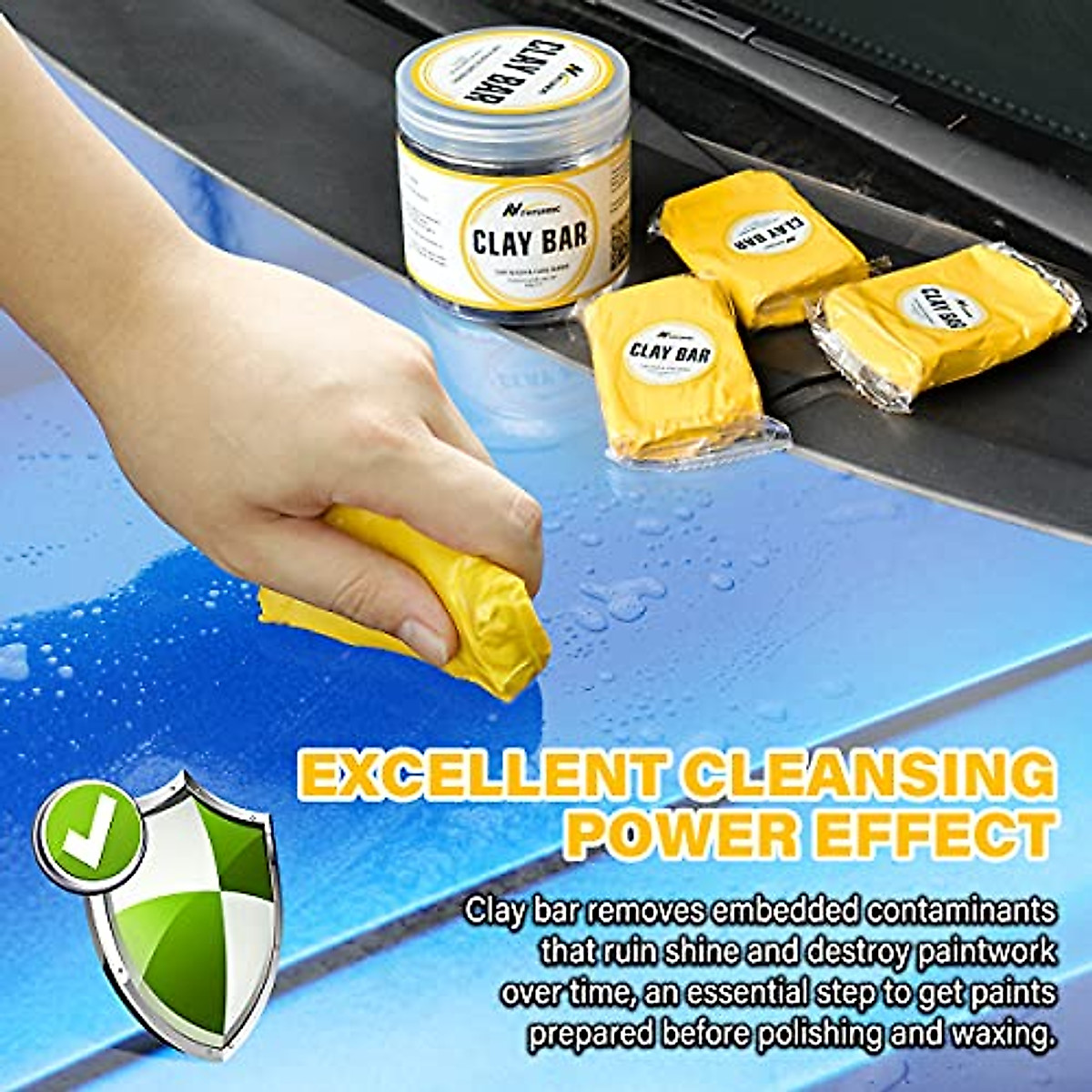 Car Clay Bar 4 Pack 400g, Premium Grade Clay Bars Detailing Magic Clay Bar Cleaner Auto Wash Bars with Washing and Adsorption Capacity for Car Wash Car Detailing Clean,RV, Bus,Glass Cleaning (4 Pack)