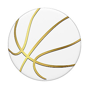 Golden Basketball On a white PopSockets Swappable PopGrip