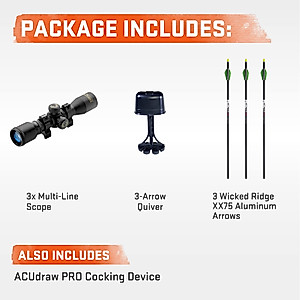 Wicked Ridge RDX 400-400 FPS - Equipped with 3X Multi-Line Scope & ACUdraw PRO for Easy, Silent Cocking - Reverse-Draw Design