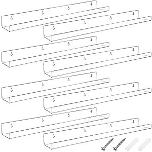 8 Pcs Acrylic Floating Shelves 24 Inch Clear Bathroom Storage Shelves Wall Mounted Book Display Shelves Invisible Floating Wall Ledge Shelf Transparent Spice Rack for Bedroom Office Toy Picture Ledge