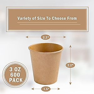Lamosi 600 Pack 3 OZ Kraft Paper Cups, Disposable Bathroom Cups, Small Mouthwash Cups, Hot/Cold Beverage Cups for Home, Kitchen, Stores