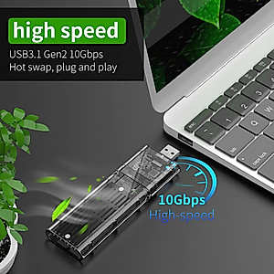 AOJUE M.2 NVME SSD Enclosure Adapter, USB 3.1 Gen 2 (10 Gbps)(USB3.0 Compatible) to NVME PCI-E M-Key Solid State Drive External Enclosure (Fits only NVMe PCIe 2242/2260/2280)-DM201PUA (Black)