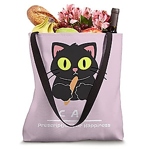 Prescription For Happiness Funny Black Cat Design Cat Owners Tote Bag
