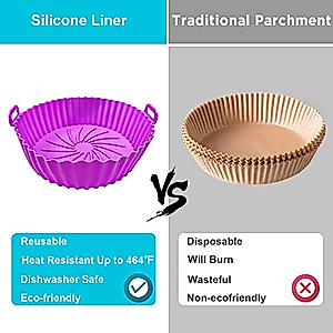 3Pack Silicone Air Fryer Liners,6.5inch Air Fryer Silicone Pot,Air Fryer Silicone Baking Tray Easy Cleaning,Reusable Air Fryer Pot Air Fryer Inserts For Oven Microwave Crockpot Liner Accessories