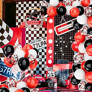 Red and Black Balloons 60 Pcs 12 inch Matte Black Red and White Latex Balloon Confetti Party Balloons for Ghostface Scream Birthday LadyBug Party Graduation Decoration Pirate Cartoon Mouse Party Favor