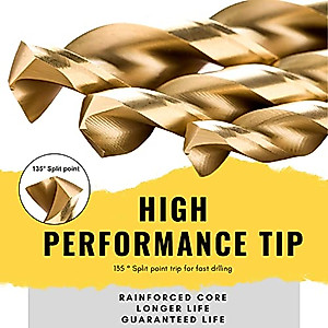 99 Pcs Titanium Coated Twist Drill Bit Set, 4241 HSS 135° Tip Metric Drill Bits Size from 1.5-10mm for Metalworking, Woodworking, Plastic Hole Drilling