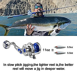 Gomexus LX50 Lightweight Slow Jigging Reel Saltwater 7.1:1 Lever Drag Right Hand 60lbs Salterwater Conventional Reel