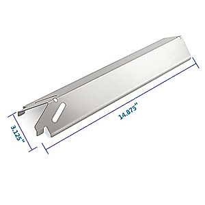 Zemibi Heat Plate Replacement for Brinkmann 810-4221-S, 810-6420-S Gas Grill Models, Heavy Duty Stainless Steel Burner Cover Flame Tamer, Heat Shield, Heat Tent Deflector, 14 7/8" x 3 1/8", 4-Pack