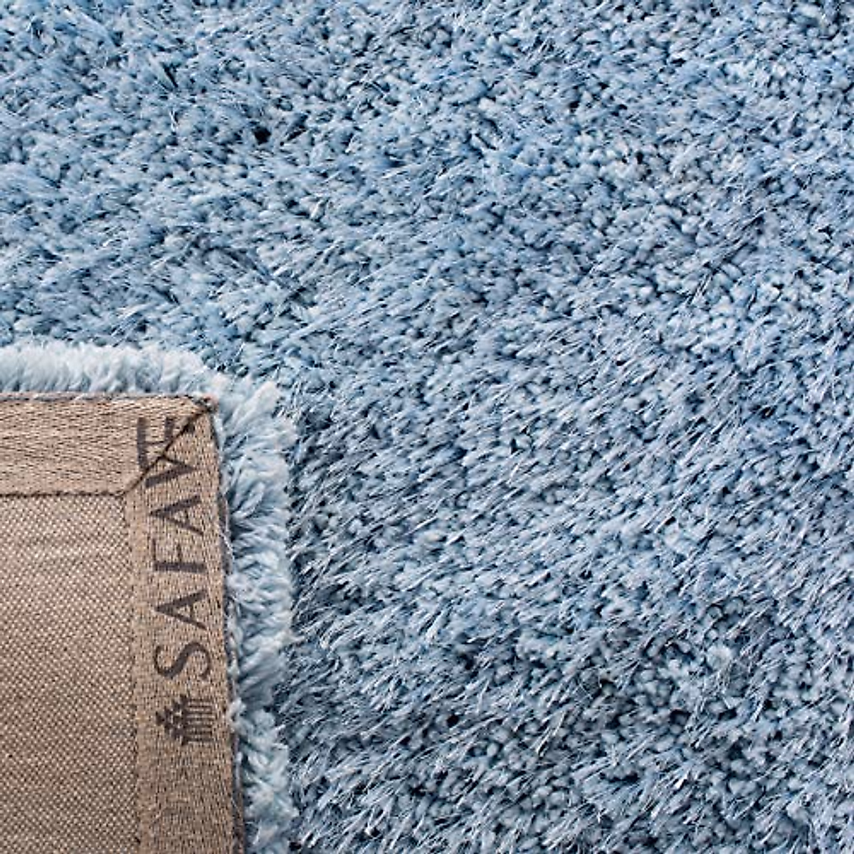 SAFAVIEH Supreme Shag Collection 8' x 10' Light Blue SGS621D Handmade Solid 1.5-inch Thick Area Rug