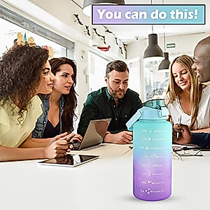 Mint Berry Half Gallon Water Bottle with Time Marker - 64 oz Water Bottle with Straw - Big Water Bottle - Large Water Bottle (Blue Purple Gradient)