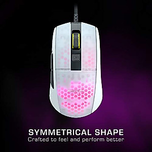 ROCCAT Burst Pro PC Gaming Mouse, Optical Switches, Super Lightweight Ergonomic Wired Computer Mouse, RGB Lighting, Titan Scroll Wheel, Bionic Shell, Claw Grip, Owl-Eye Sensor, 16K DPI, White