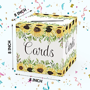 RLCNOT Sunflower Card Box, Gift or Money Box Holder Party Favor Supplies, Floral Card Receiving Box for Birthday, Wedding Engagement, Bridal or Baby Shower Graduation Anniversary 8" Box 1 Count - 007